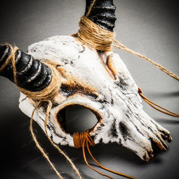 ILOVEMASKS | Accessories | Antelope Devil Animal Skull Goat Horns Mask ...
